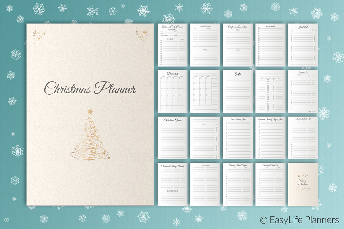 Christmas Planner A5 Printable PDF, a Templates & Theme by EasyLifePlanners