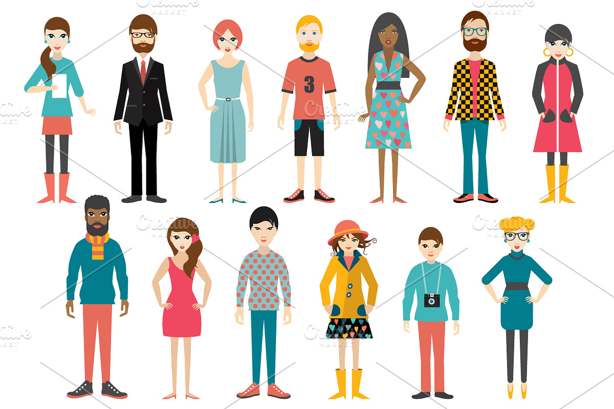 Collection of flat people figures., a Work Illustration by VectorAN ...