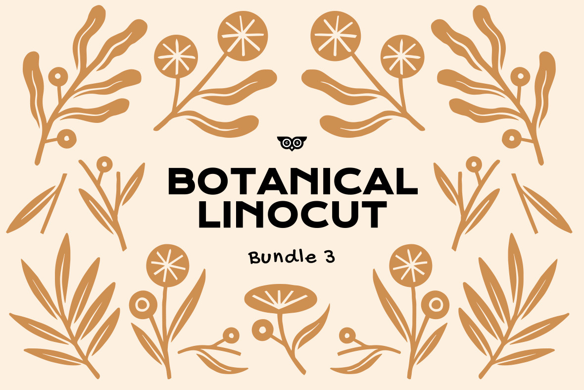 Botanical Linocut Bundle 3, a Decorative Illustration by ClayStudio