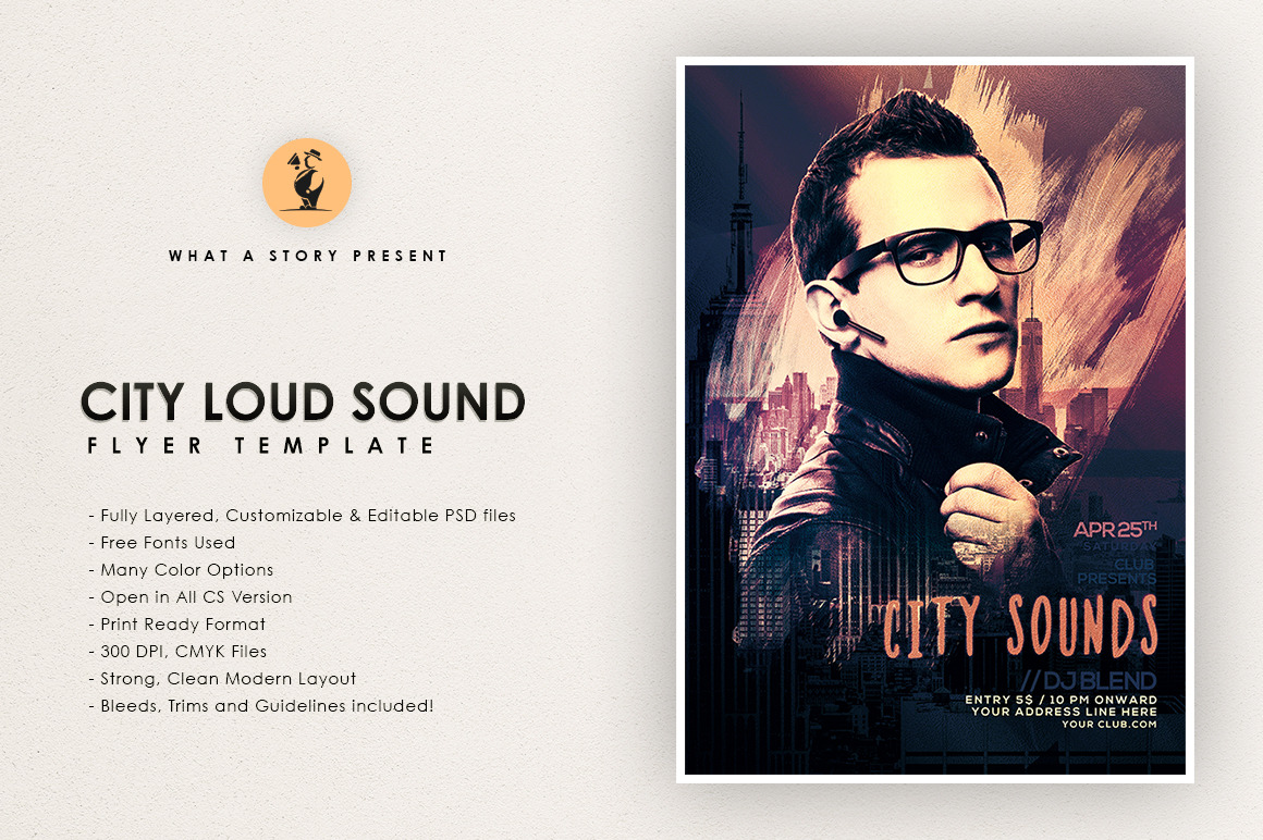City Loud Sounds, a Flyer Template by What a Story