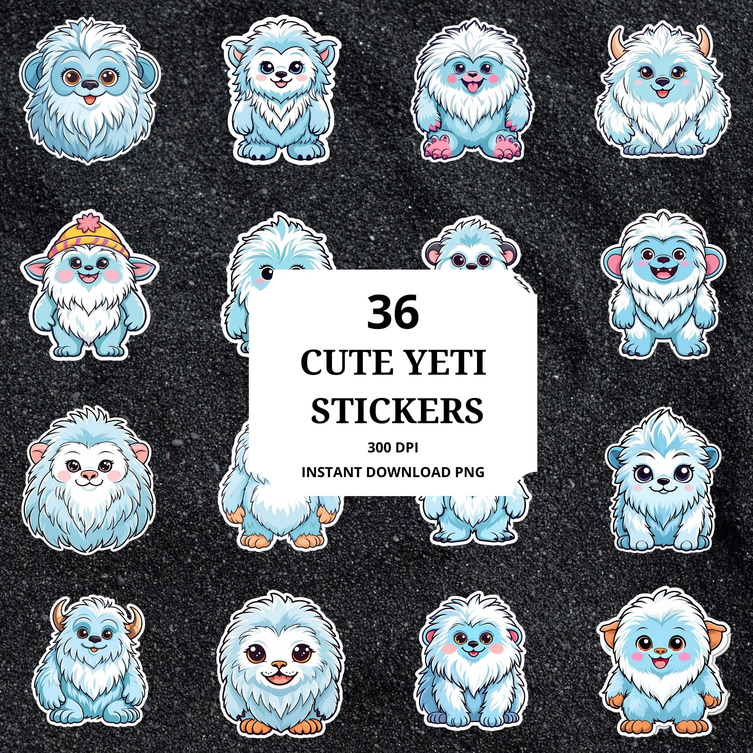 36 Cute YETI Stickers Clipart Bundle, an Animal Photo by Traffic Store