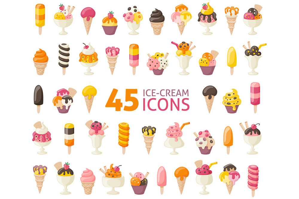 45 Ice Cream Icon Set, an Icon by insemar | Creative Market