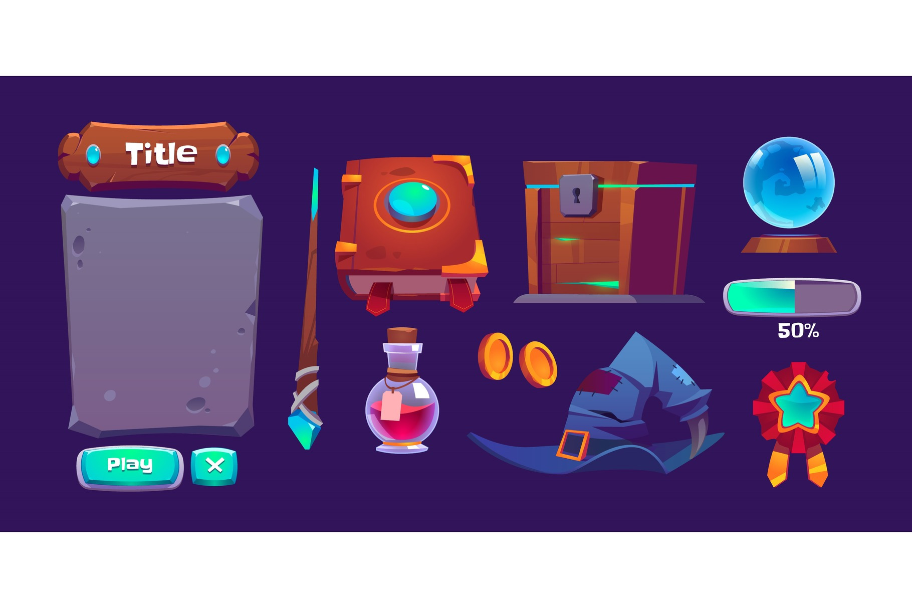 Vector set of magic game interface | Textures ~ Creative Market