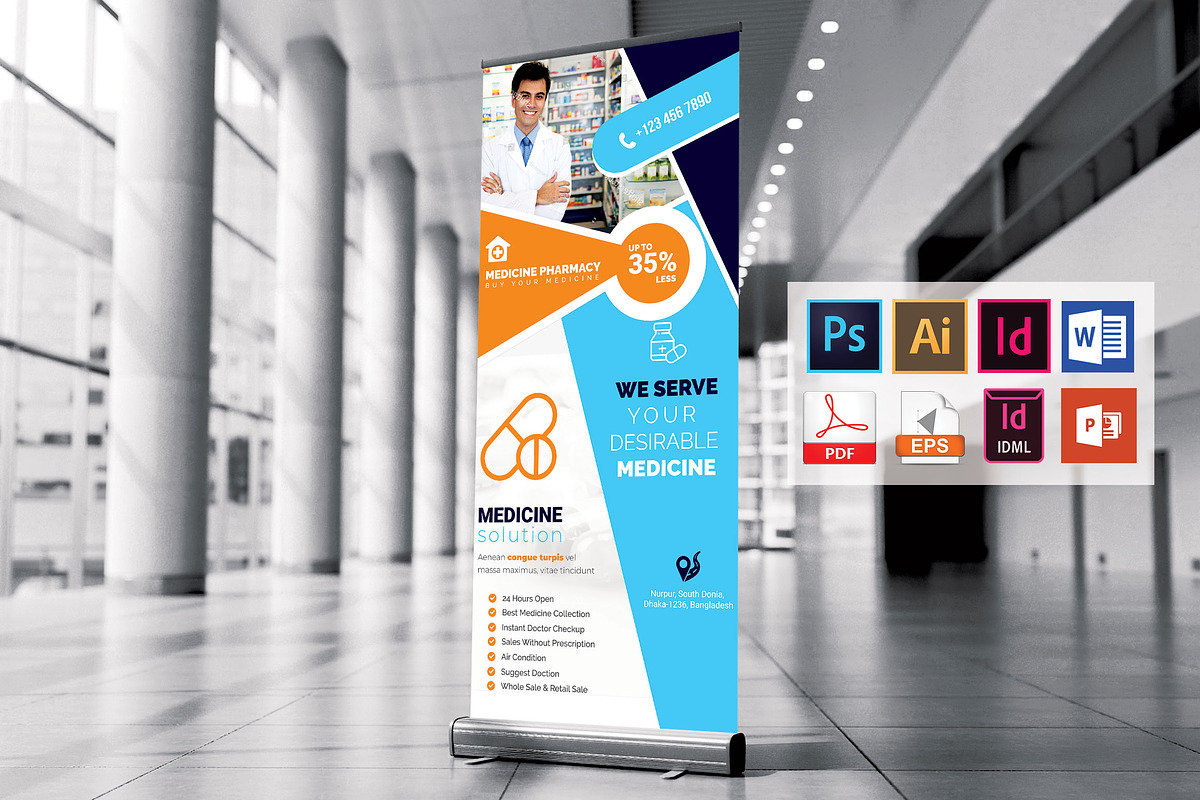 Pharmacy Rollup Banner V-02, a Flyer Template by Imagine Design Studio