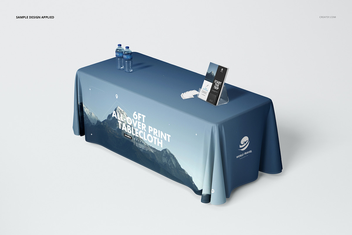 6ft Polyester Tablecloth Mockup Set, a Household Mockup by creatsy5