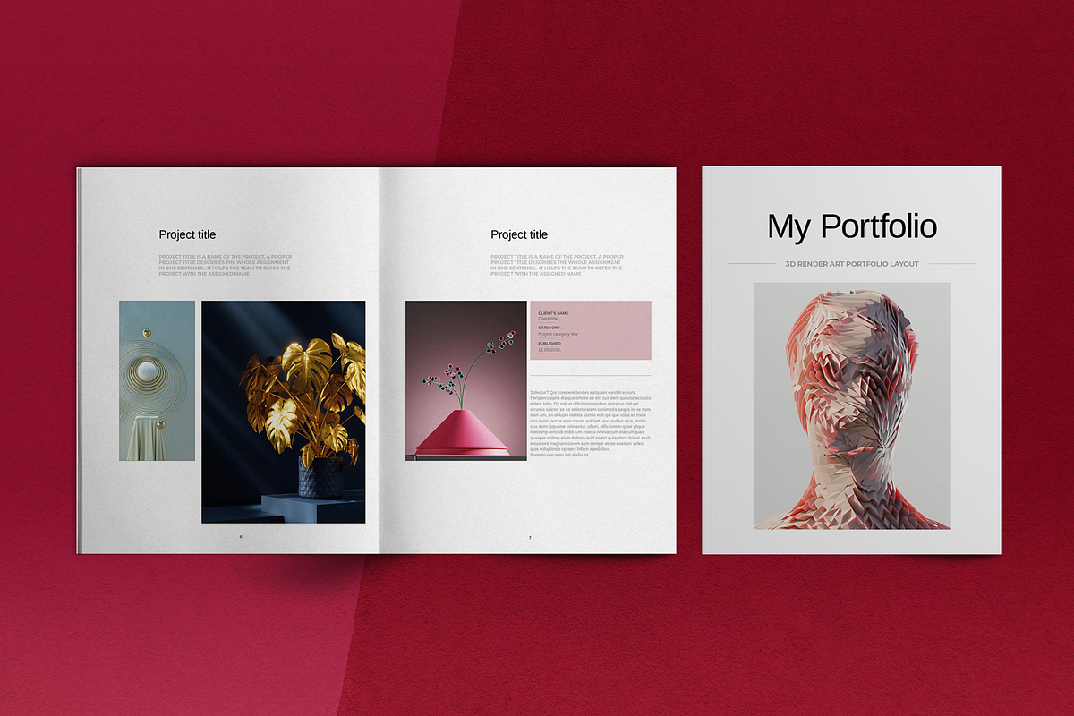 3D Render Portfolio Brochure Layout, a Brochure Template by Boris Cupac