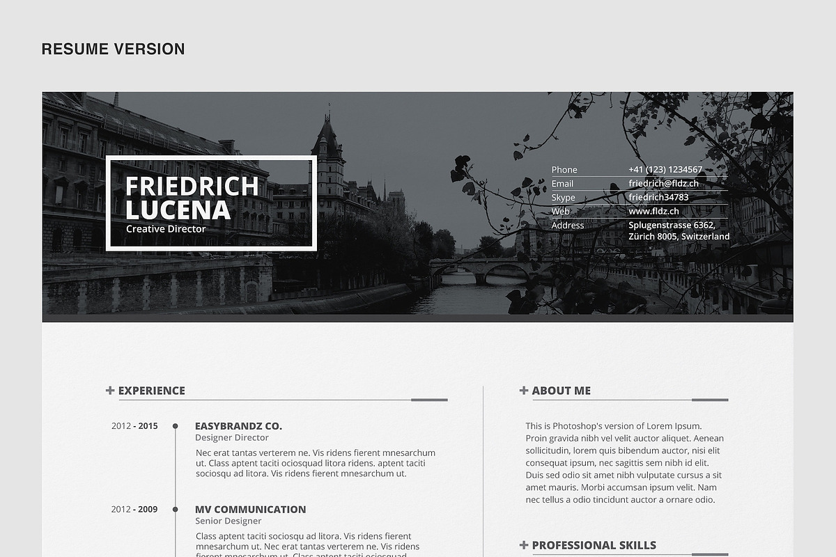 Swiss Resume Set, a Resume Template by Easybrandz