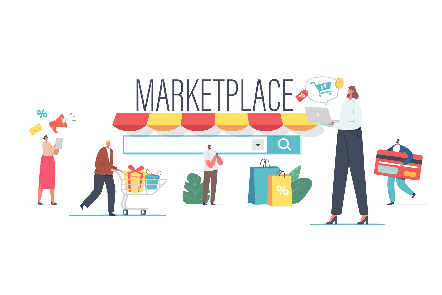 Marketplace Retail Business, Online, a Work Illustration by Double ...