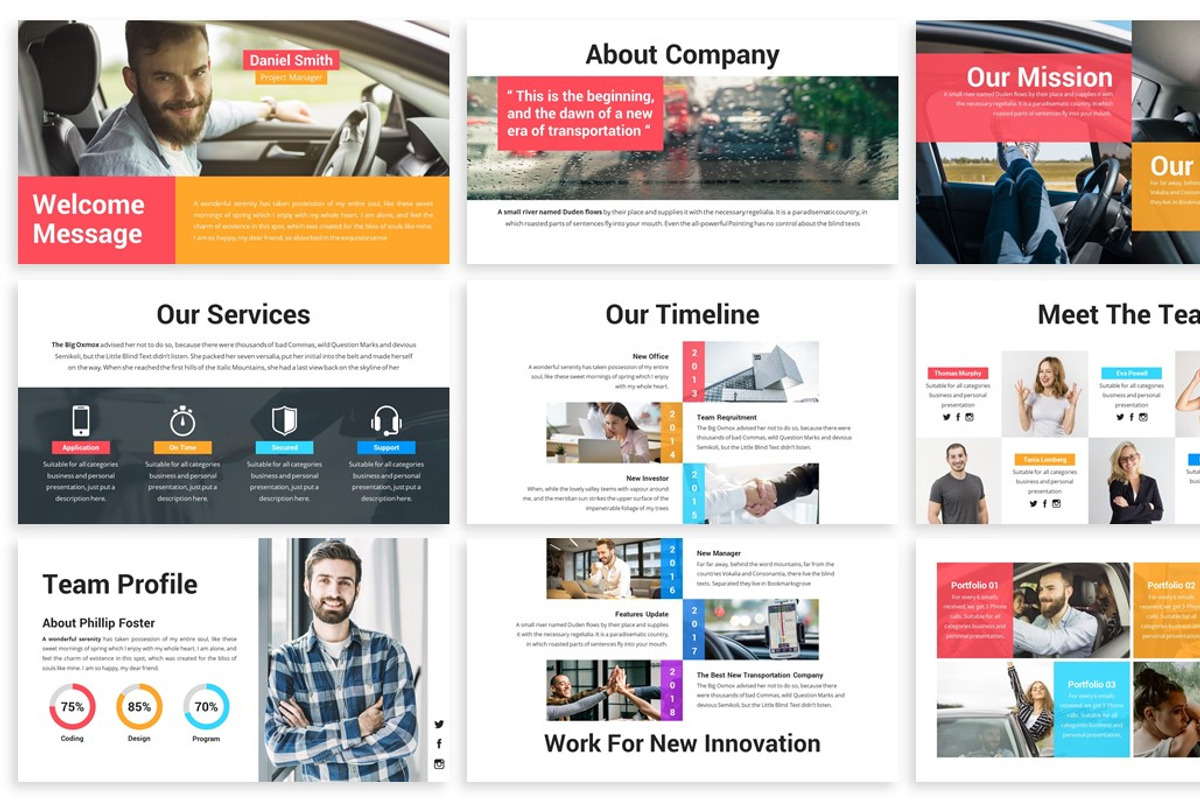 Drive - Transportation Powerpoint, a Presentation Template by SlideFactory