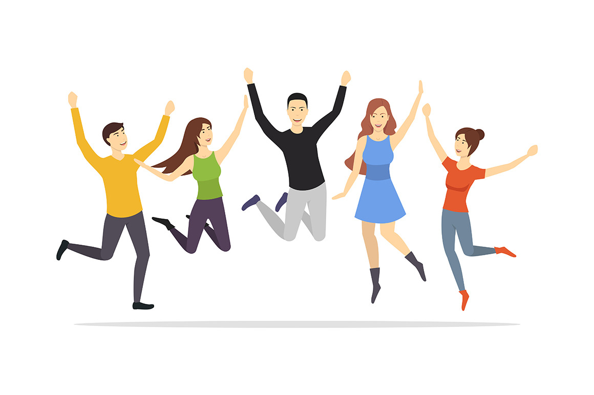 Cartoon Characters People Jumping, a Healthcare Illustration by ...