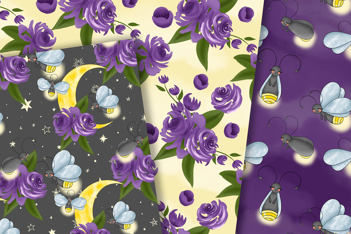 Firefly digital paper, a Pattern Graphic by DarinaDigital