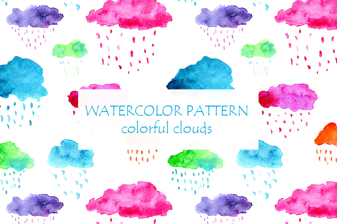 Colorful watercolor clouds | Graphic Patterns ~ Creative Market