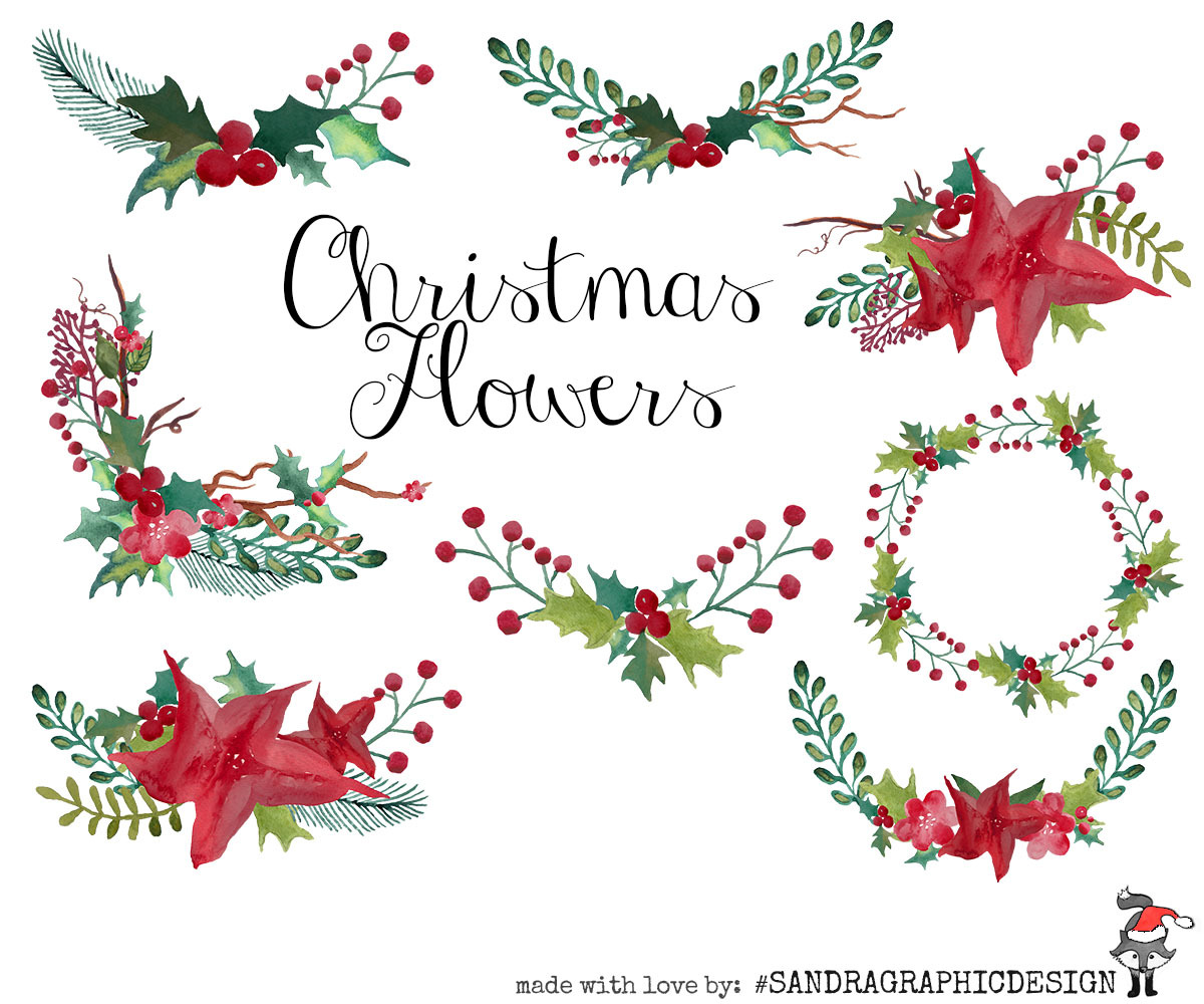 Christmas wreaths clip art, an Illustration by SandraGraphicDesign