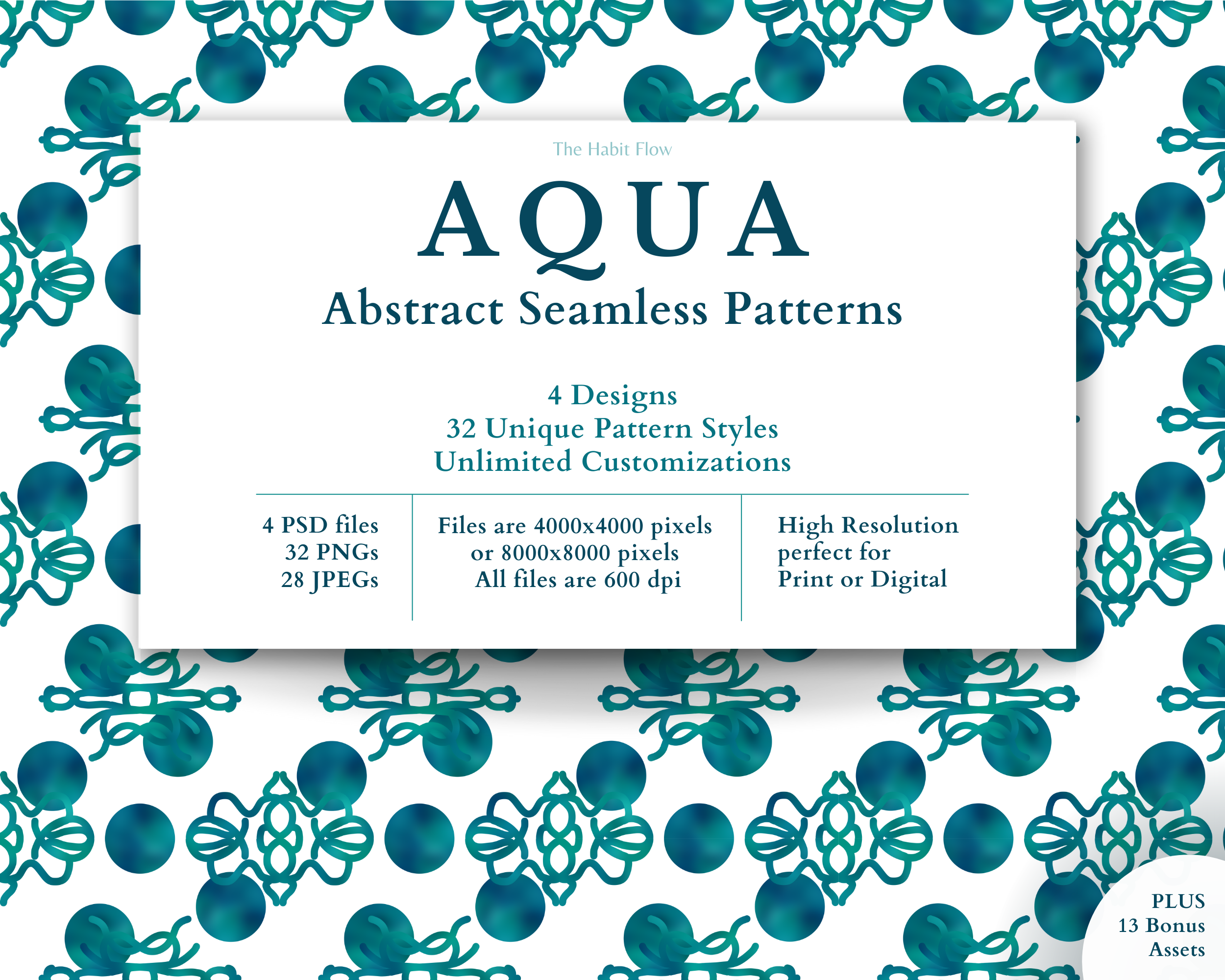 Aqua Abstract Seamless Patterns