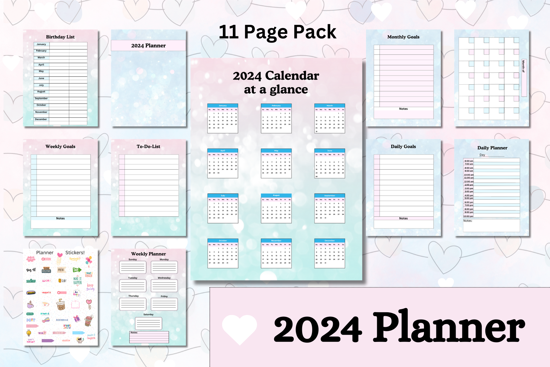2024 Planner Journal Organizer, a Stationery Template by Pixels N Bows