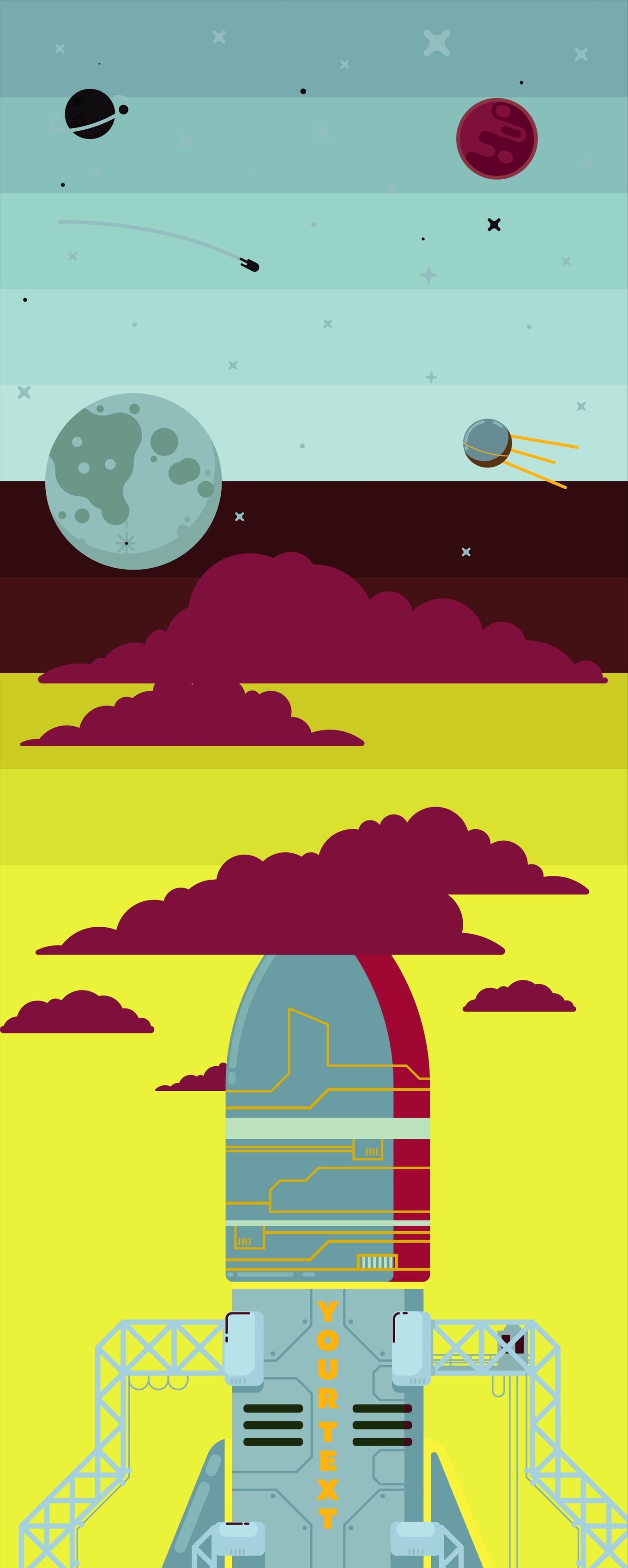 Rocket ship illustration, a Technology Illustration by YashkovskiyMD