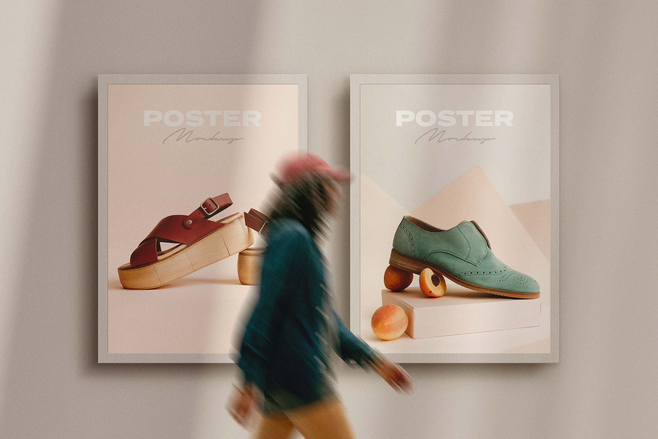 Beige Wall with Poster Mockup
