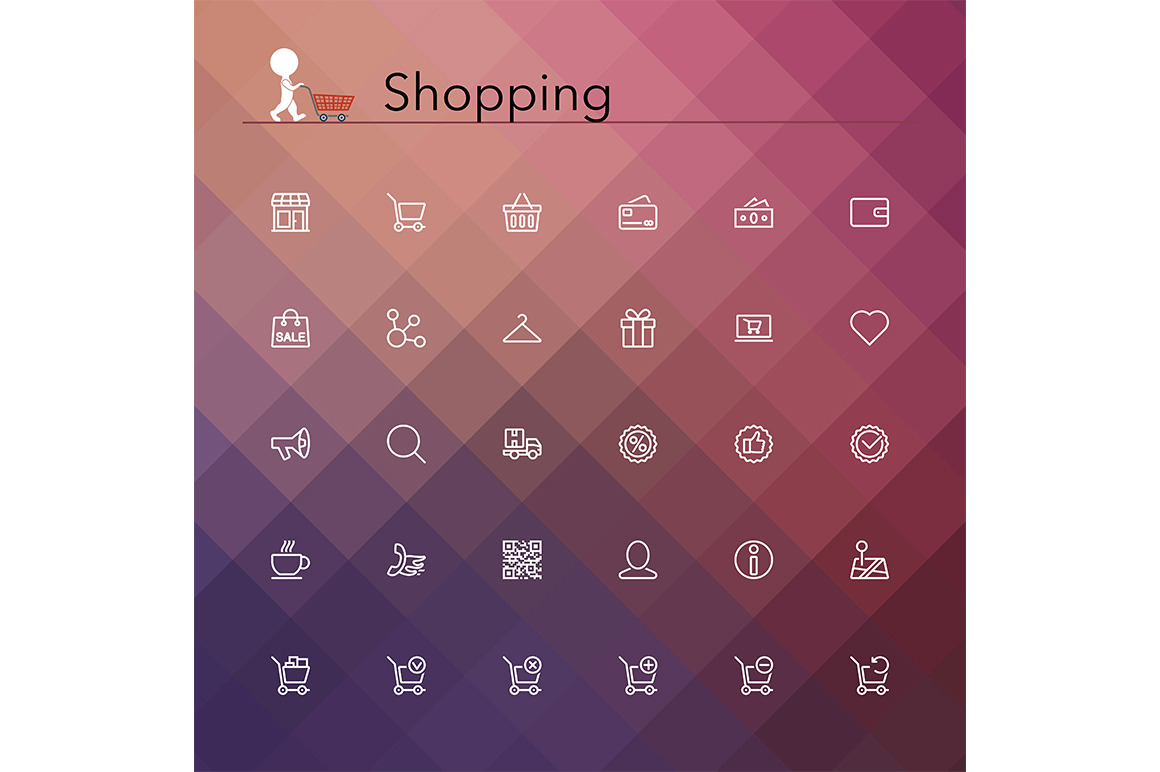 Shopping Line Icons, an Outline Icon by Anatoly Maslennikov