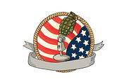 Grenade Microphone USA Flag Circle, an Illustration by patrimonio