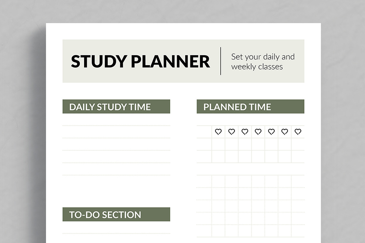 Study Planner Template Layout