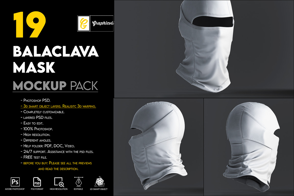 Balaclava Mask Mockup, a Hat Mockup by GraphicVil