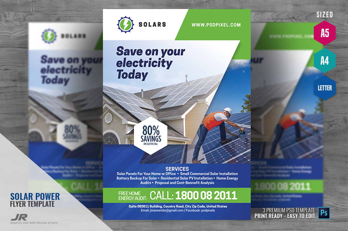 Solar Power Flyer, a Flyer Template by PSDPixel