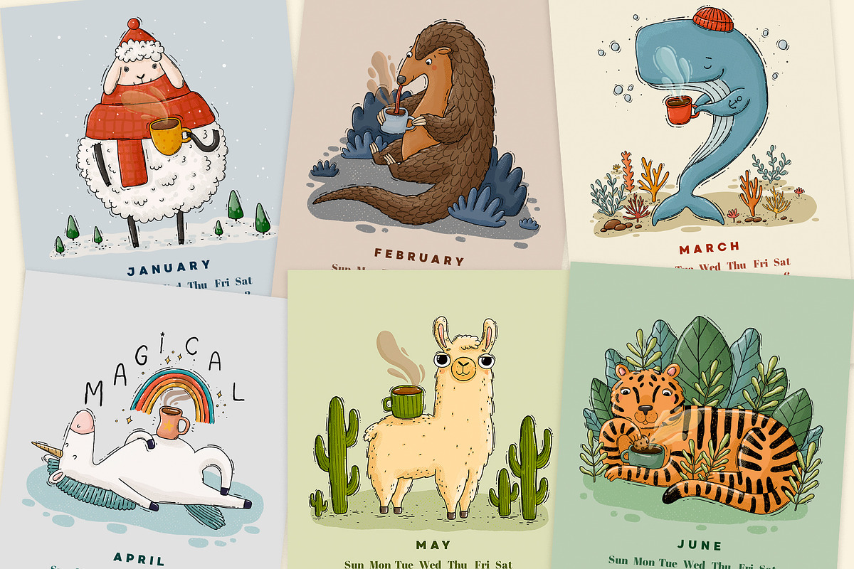 Animals & Coffee. 2021 Calendar, an Animal Illustration by Tania Tania ...