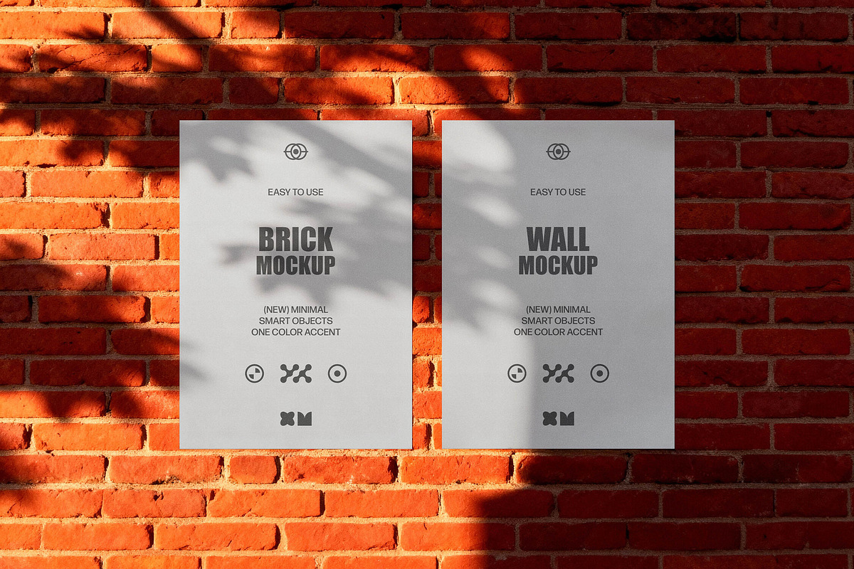 Brick Wall Posters Mockup, an Advertising Mockup by Design Squad