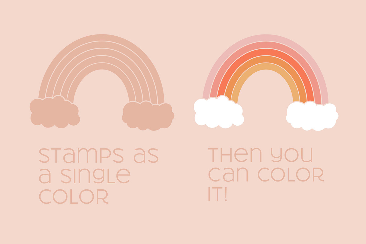 Rainbow Stamps for Procreate, a Brush Add-On by The Creative Bix