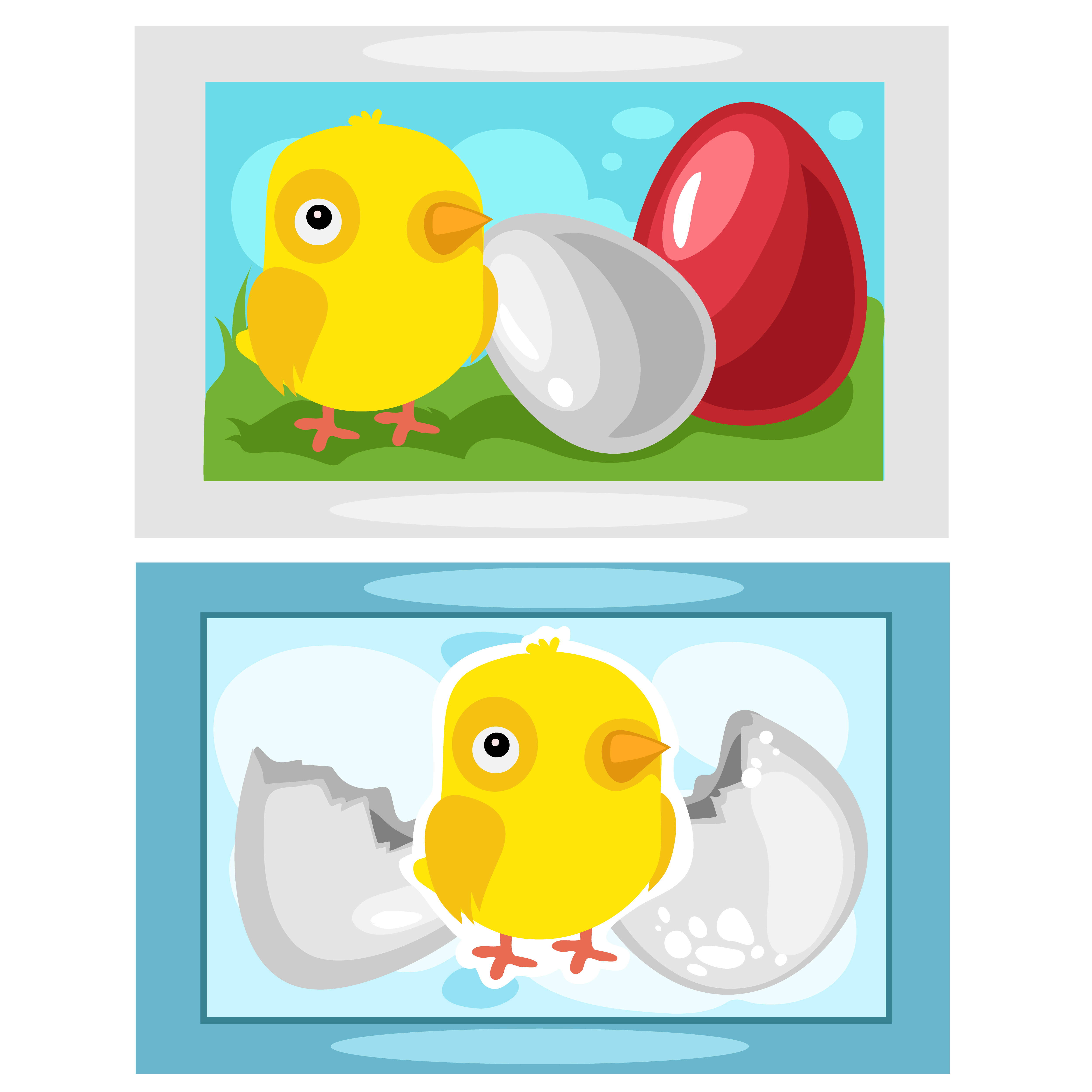 Chicken hatching from eggs,, a Decorative Illustration by ...