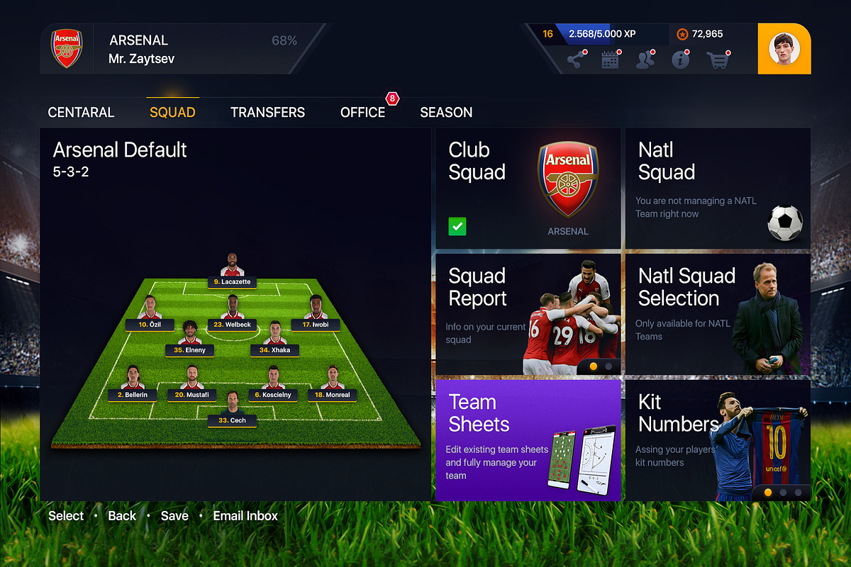 Football Dashboard Game, an UI Kit Template by Yaroslav Zaitsev