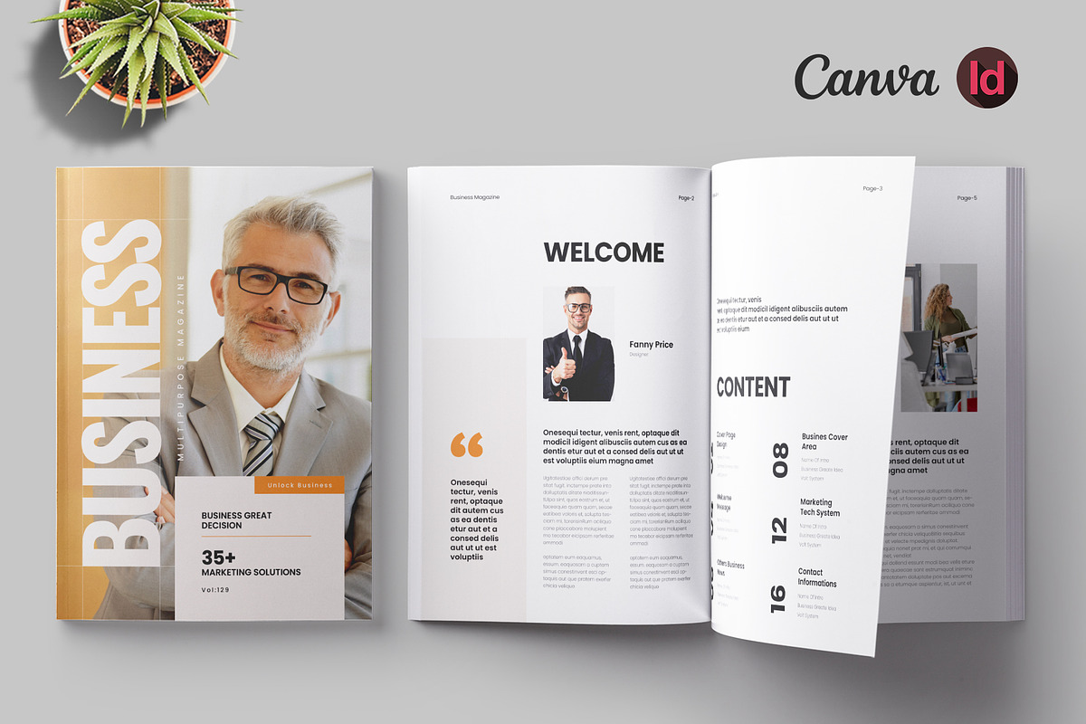 Business Magazine | Canva & InDesign, a Magazine Template by Pixelpick