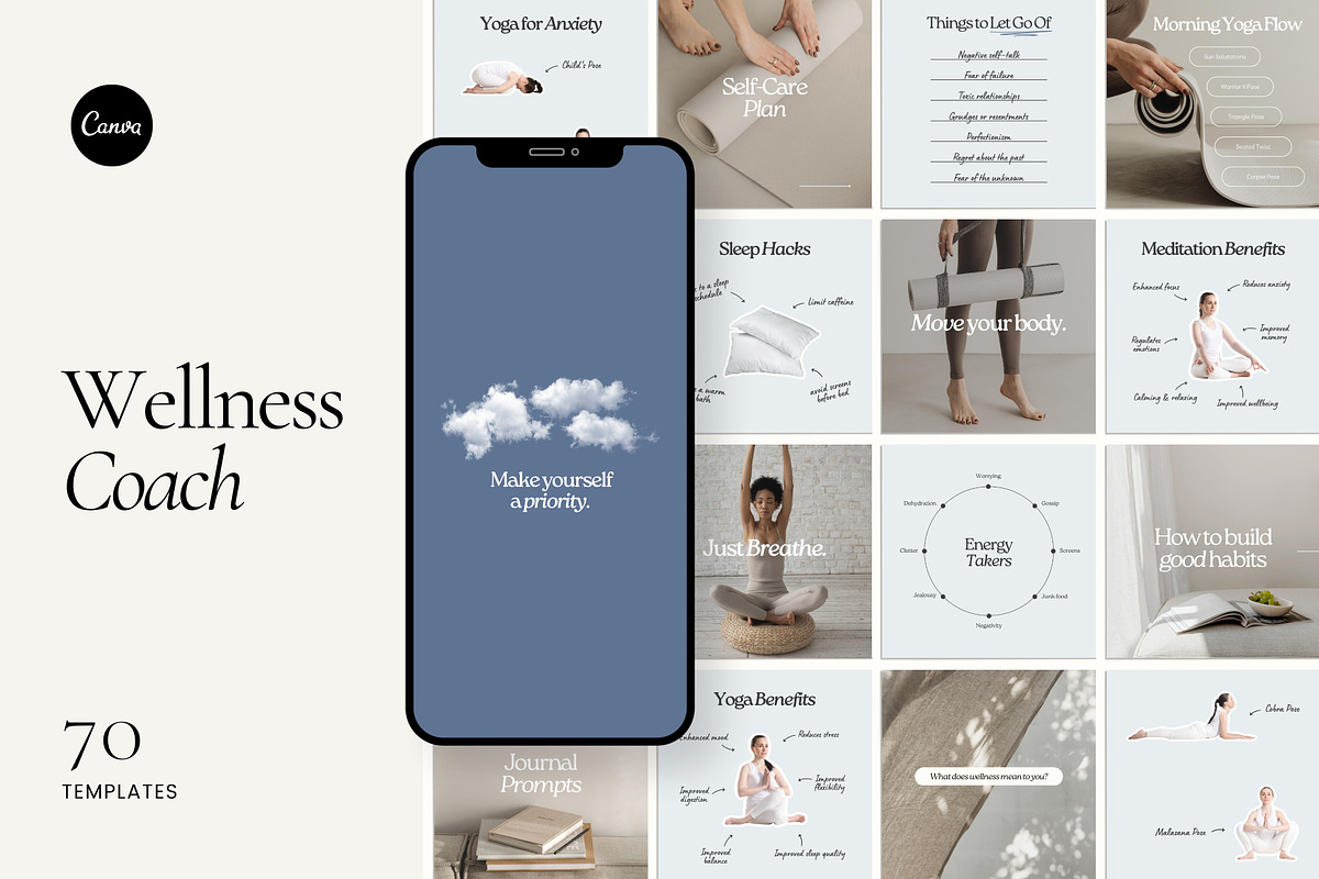 Wellness Coach Social Media Templates - Canva