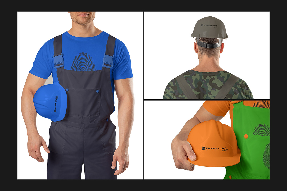 Working Overalls Suit Mock-Up Set, a Shirt Mockup by Freeman Studio
