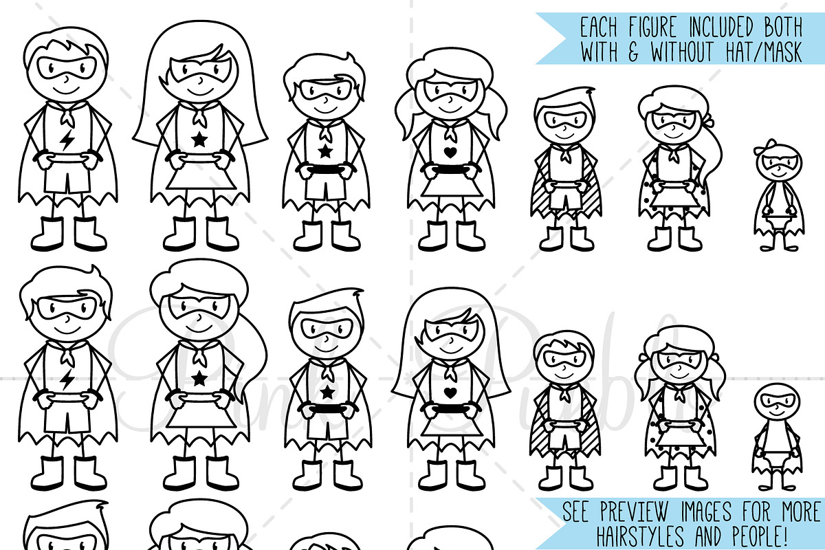 Superhero Stick Figures, a Person Illustration by PinkPueblo