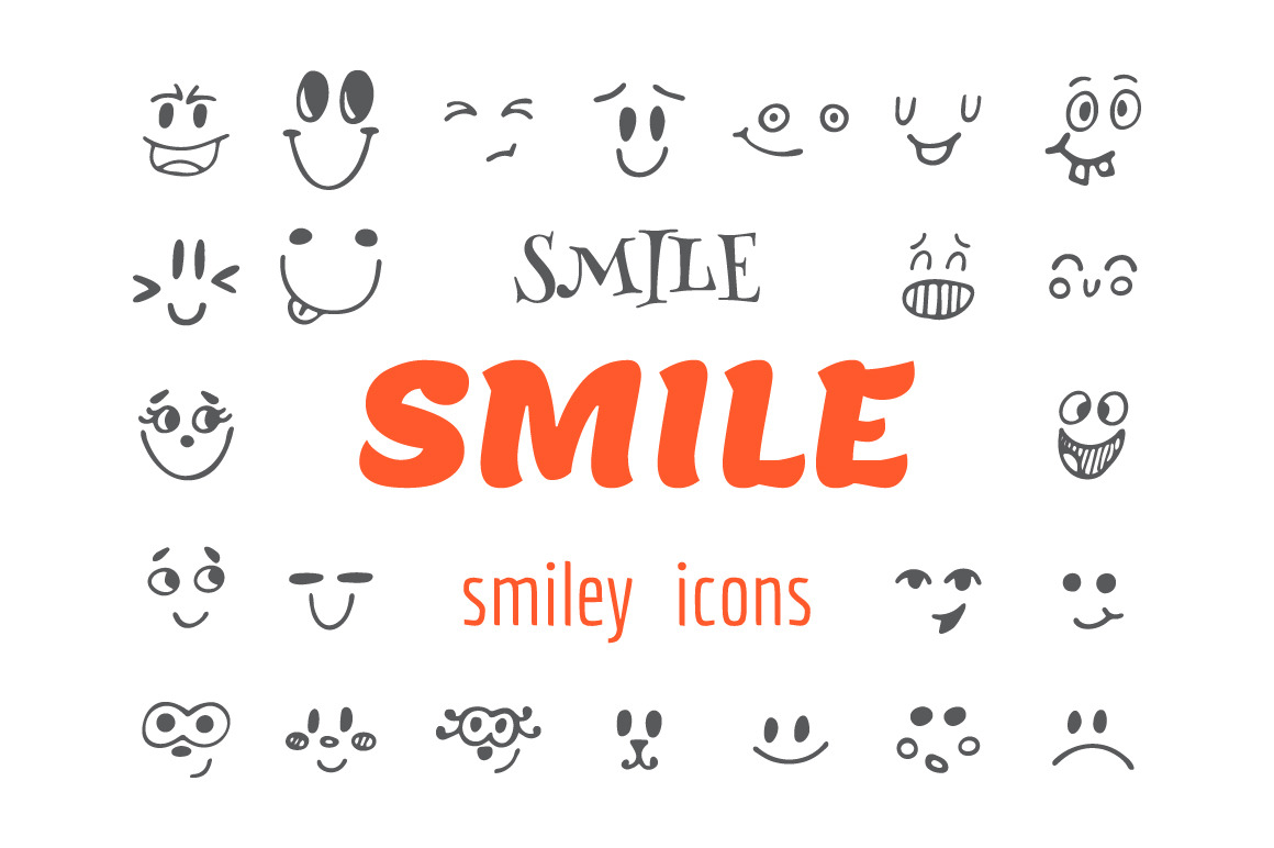 Set of emoticons icons. Smile, a Person Illustration by Helen Sko