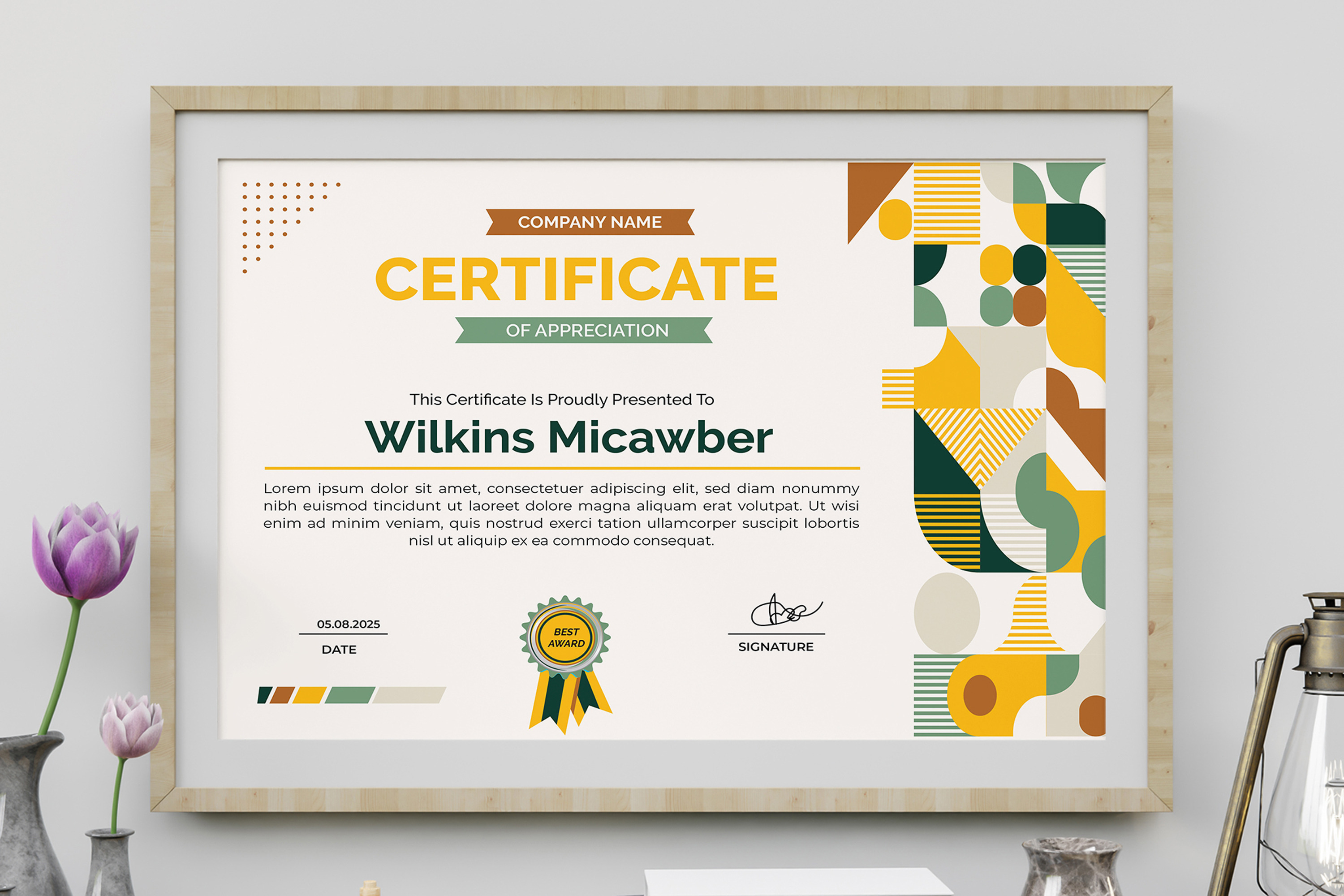 Geometric Certificate Design Layout