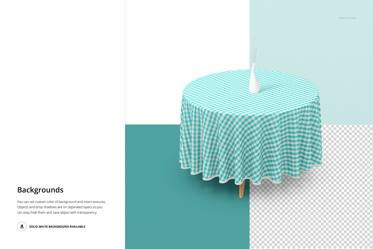 Round Tablecloth Mockup Set, a Household Mockup by creatsy5