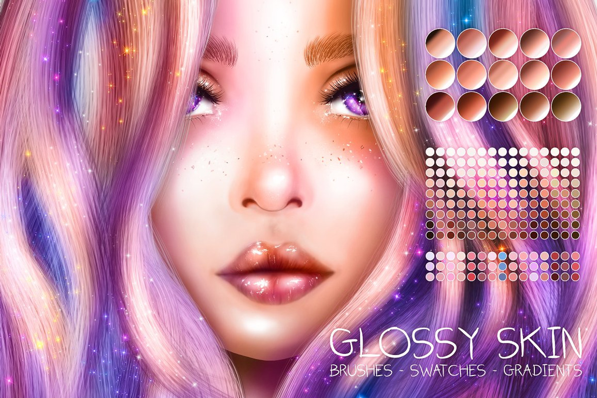 Glossy Skin Assets for Photoshop, a Brush Add-On by FaeryDesign