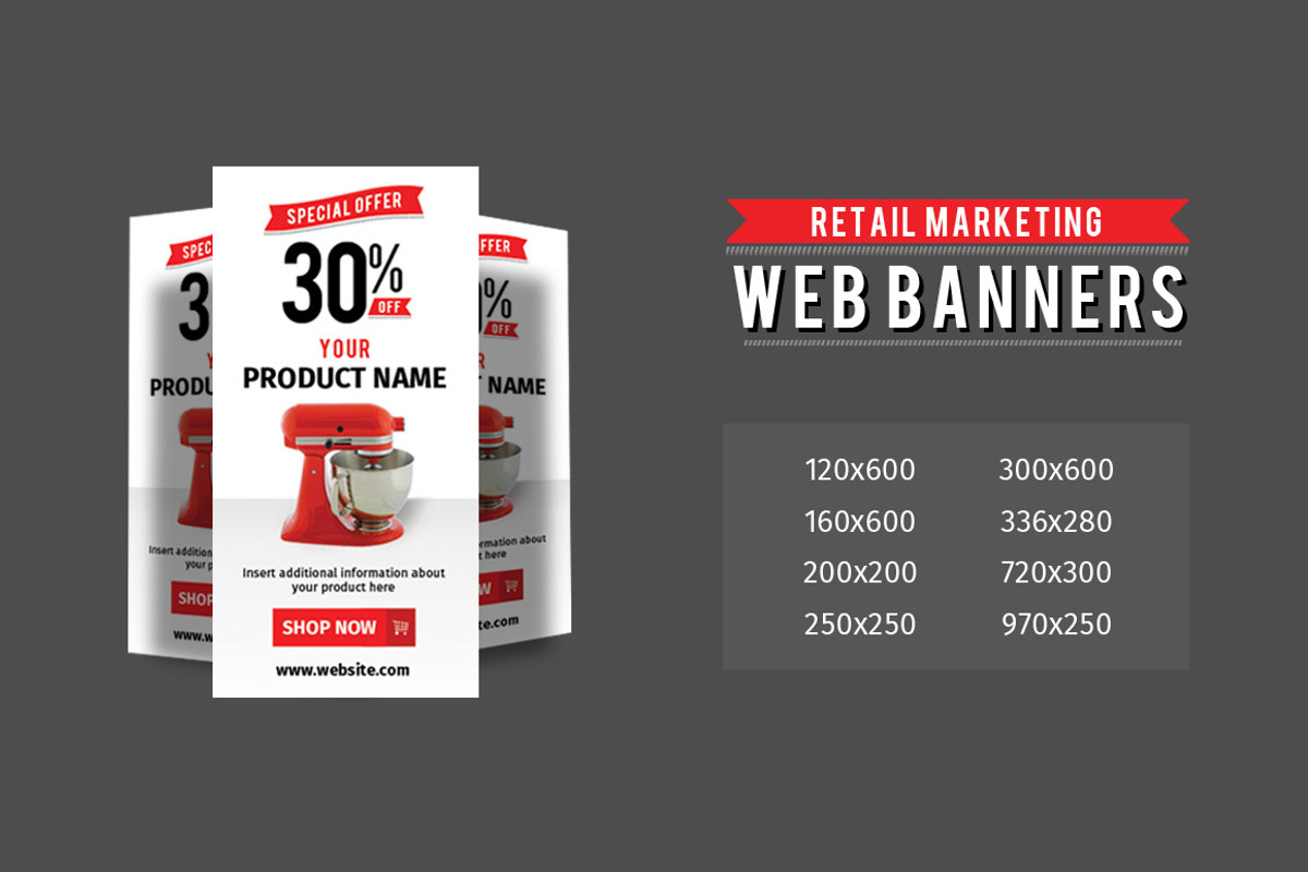 Retail Marketing Web Banners, a Templates & Theme by Nathan Knight Design
