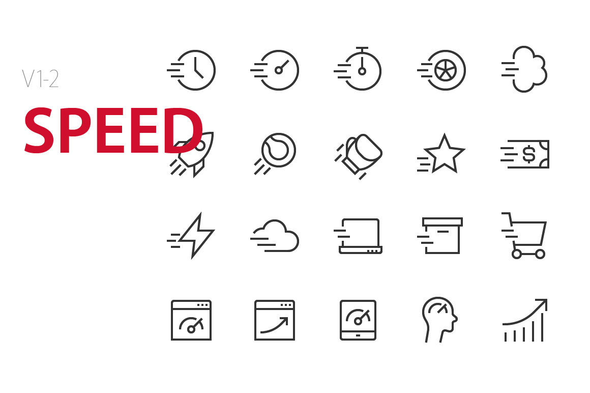 40 Speed UI icons, an Outline Icon by Palau