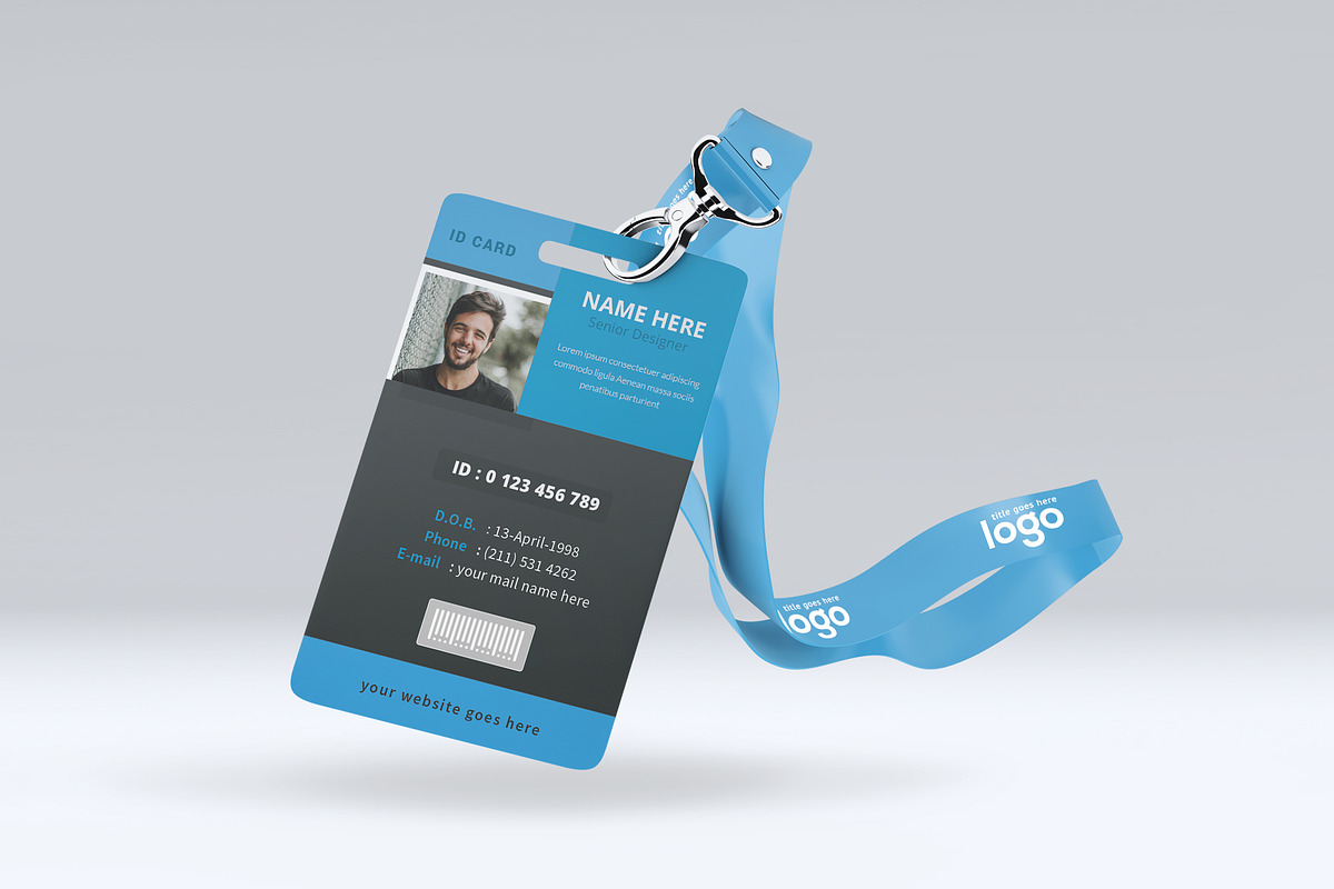 Blue and Black ID Card Design, a Stationery Template by ZAAS | Creative ...
