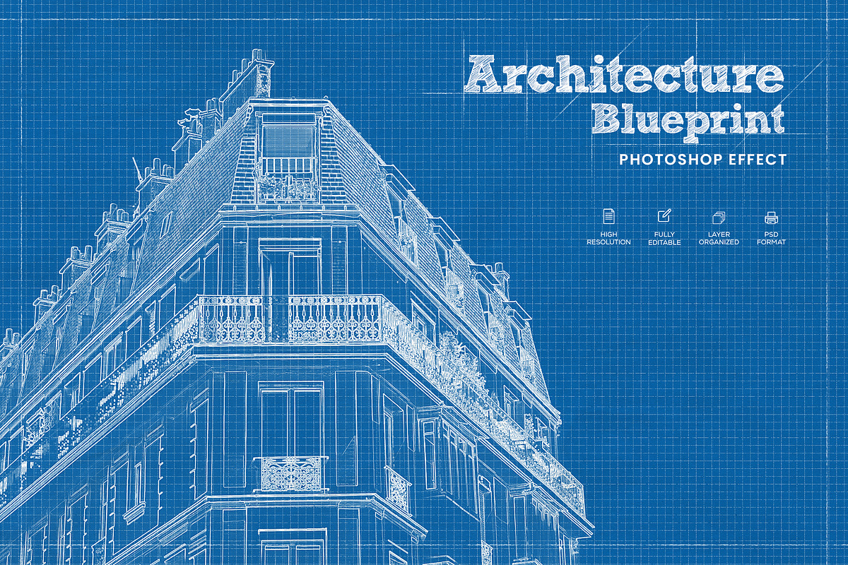 Architecture Blueprint Photo Effect