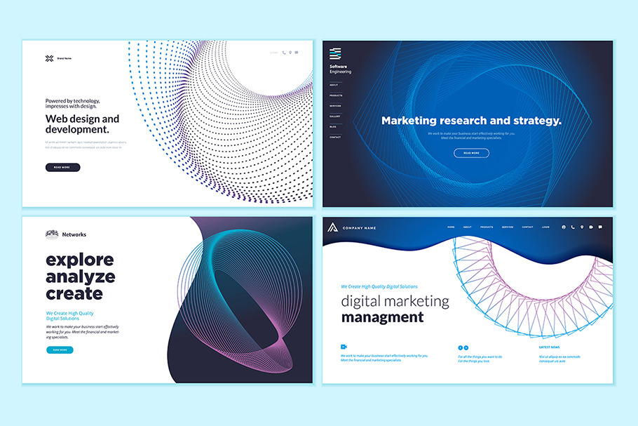 Web Page Abstract Design Templates | Templates & Themes ~ Creative Market