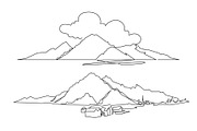 Mountain continuous one line drawing, an Illustration by Samui-Art