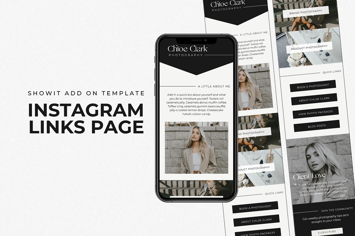 Instagram Links Page Showit Template