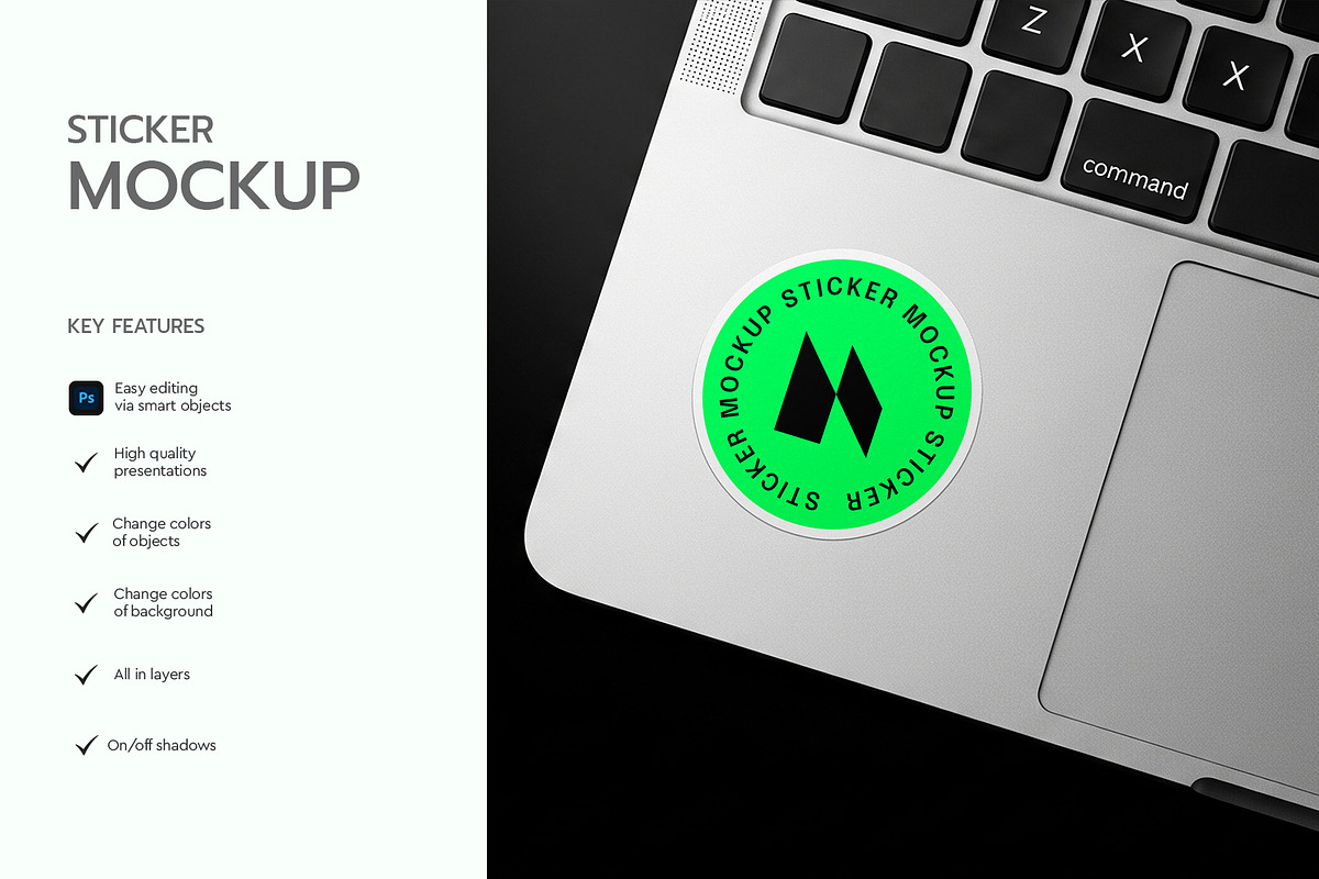 Sticker on Laptop Mockup
