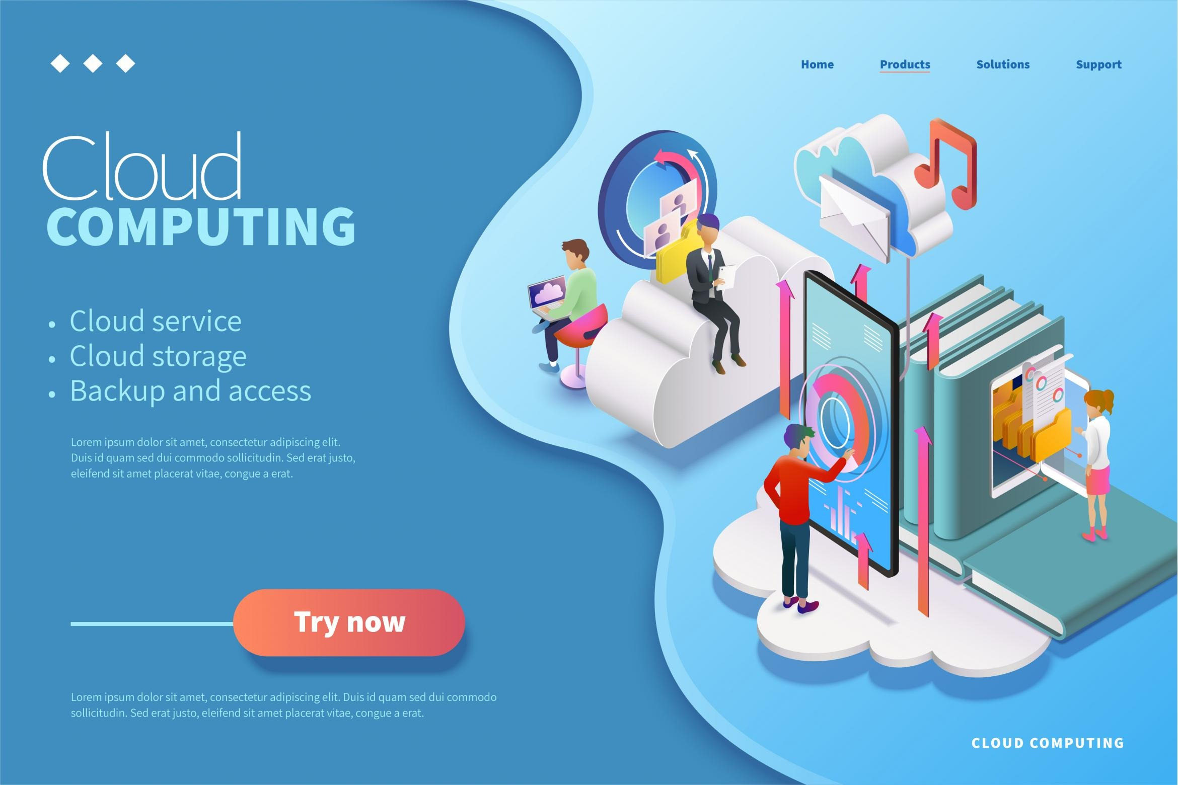 3d isometric cloud computing, a Person Illustration by TotallypicRF
