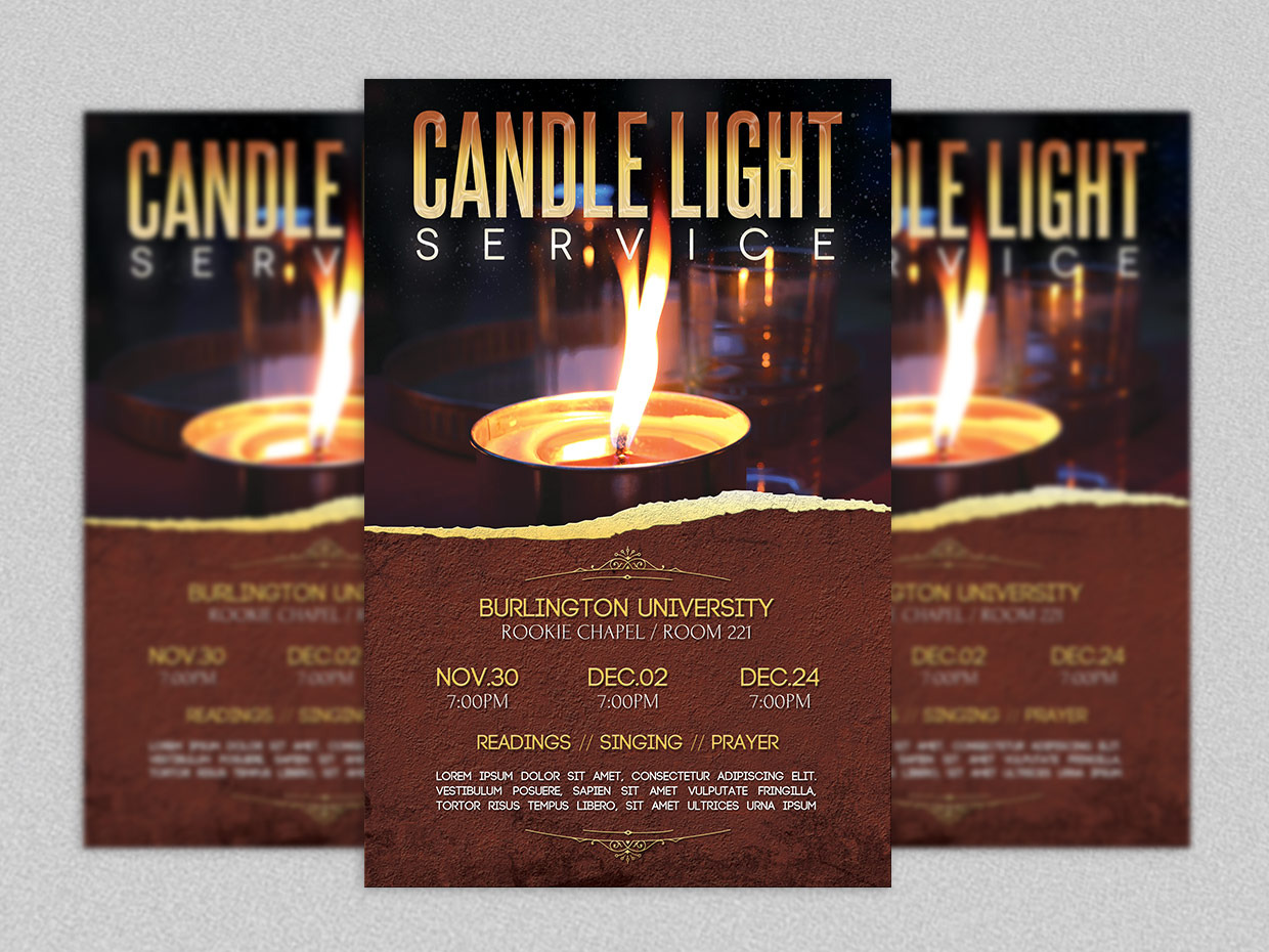 Candle Light Service Flyer Template, a Flyer Template by Godserv Designs