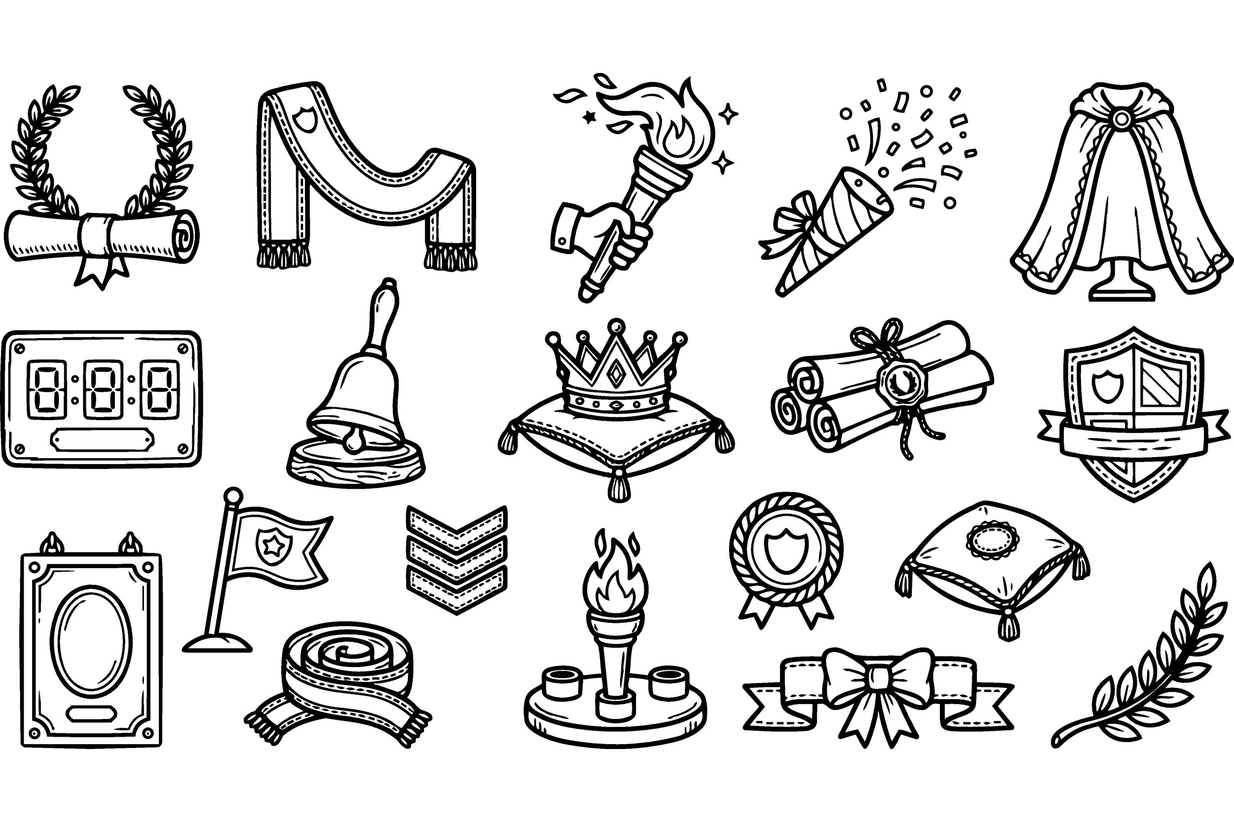 Graduation Ceremony Icon Set, an Illustration by designvectx